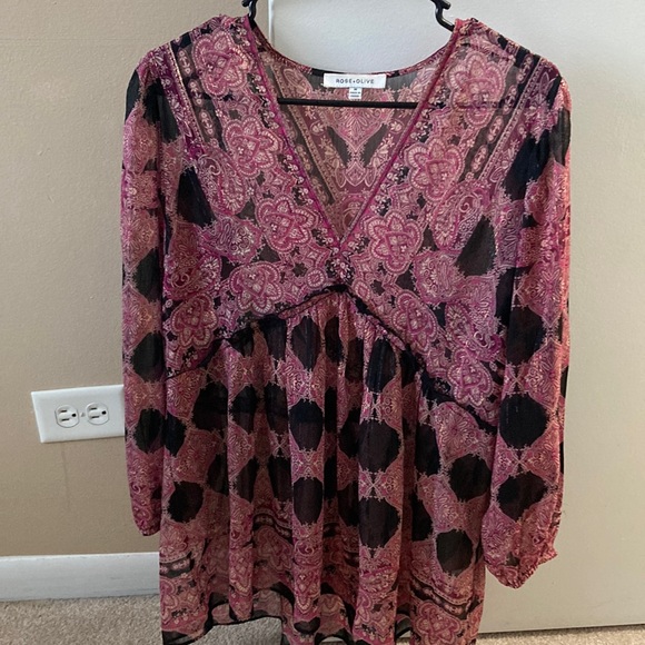 Rose & Olive | Tops | Printed Sheer Dress Top | Poshmark